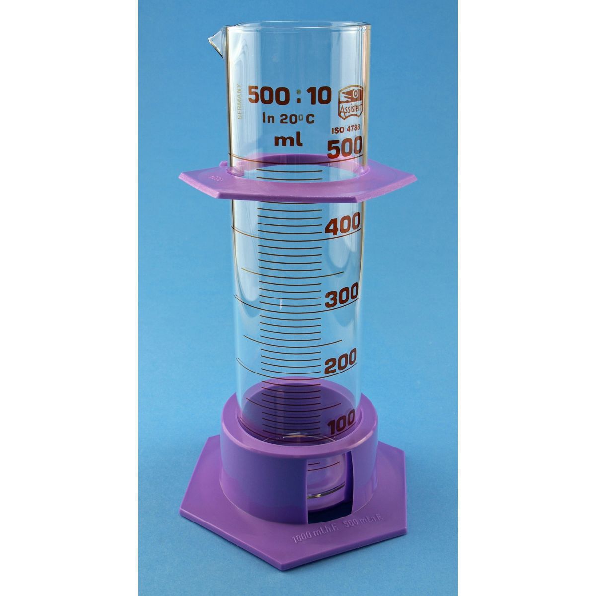 Probeta de vidrio - 42206 series - Glaswarenfabrik Karl Hecht - graduada