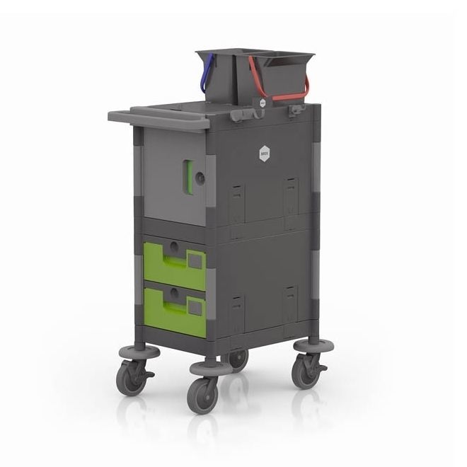 Carro médico - BRIX MICRO - IPC - de limpieza / con cubo / con 2 puertas