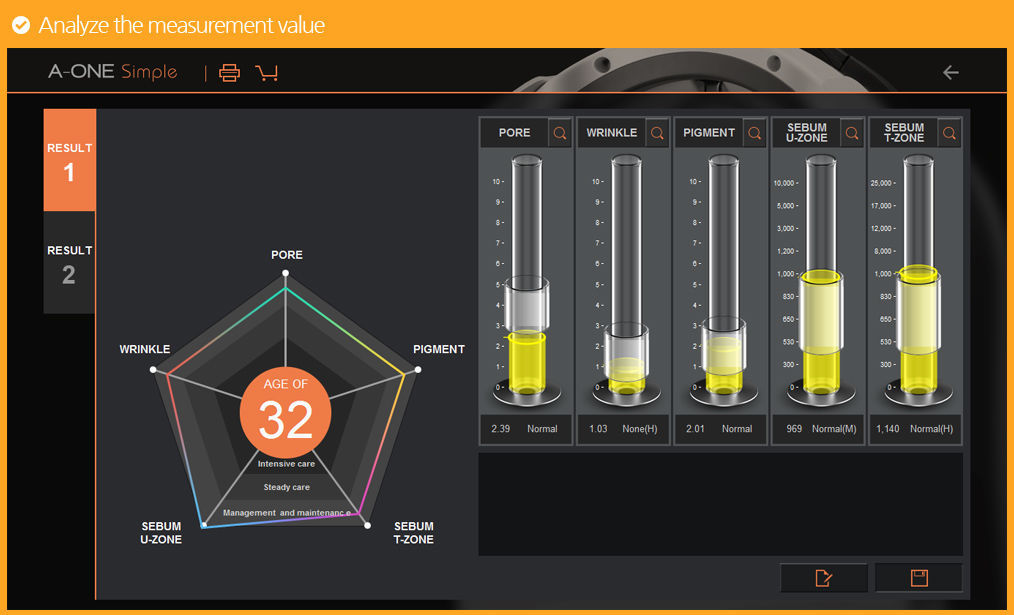 Analizador cutáneo nivel de hidratación cutánea - A-ONE Simple - Bomtech - sebo cutáneo ...