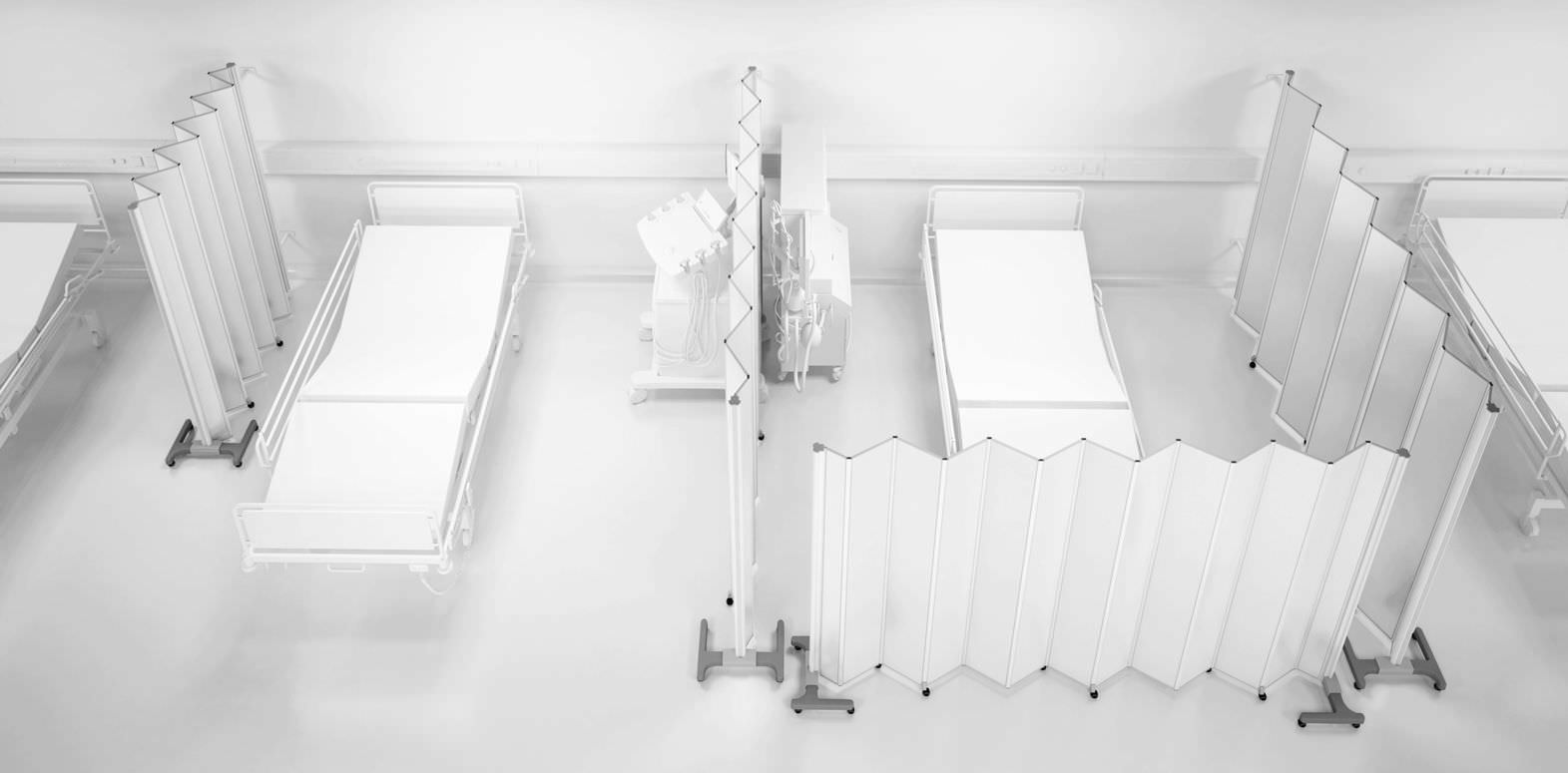 Biombo médico con ruedas - Divisória Móvel - BCF Plásticos - plegable